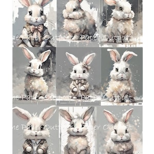 BUNNY RABBIT NEUTRAL Digikit Digi Kit Digital Printable Digital Vintage ...