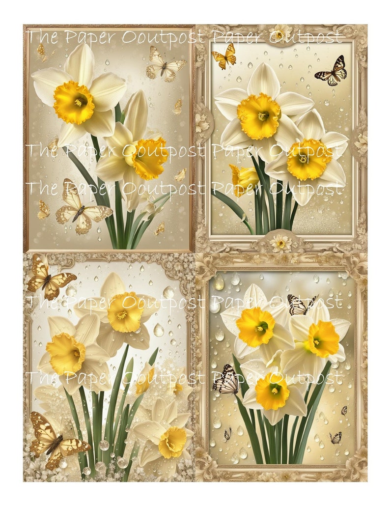 Daffodil Diary: Vintage Floral Printable Paper (digital Kit) - Etsy