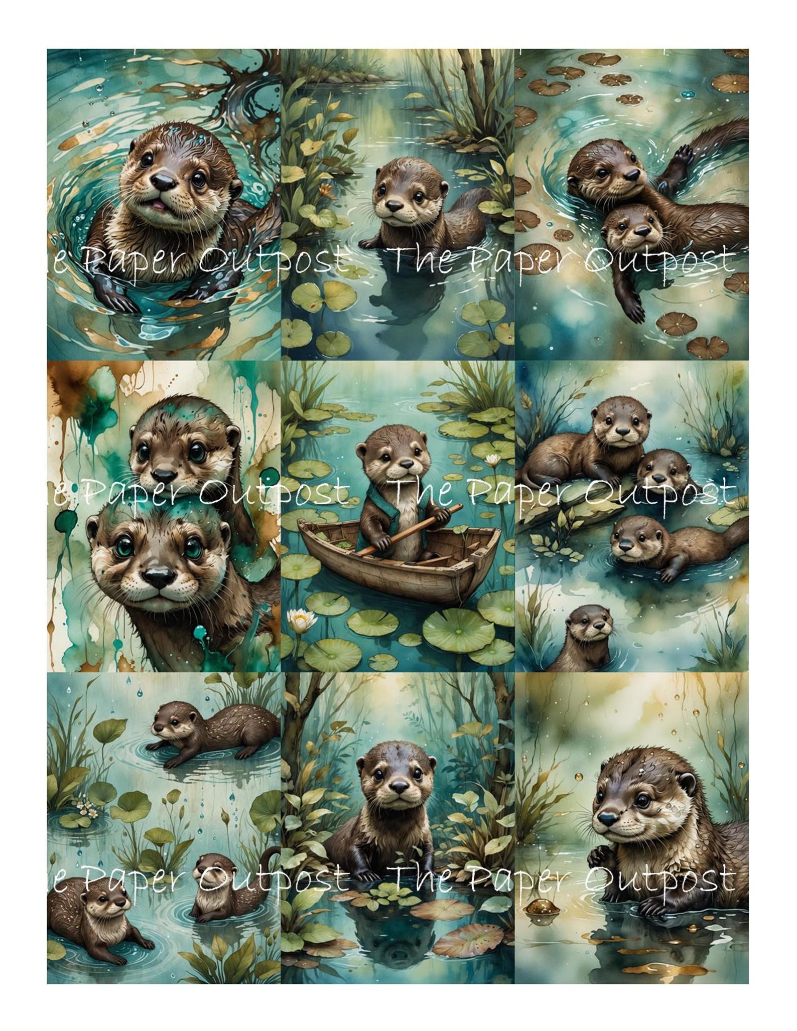 OTTER HAVEN Digikit Digital Printable Digital Otters, Baby Otters, Cute ...