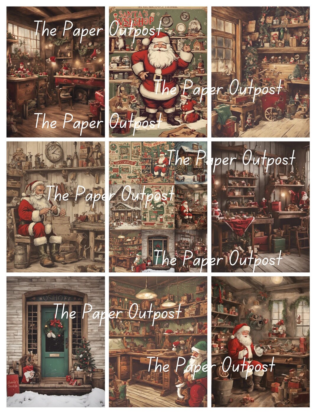 Santa's Workshop Vintage Images: Christmas Printable Kit (digital ...