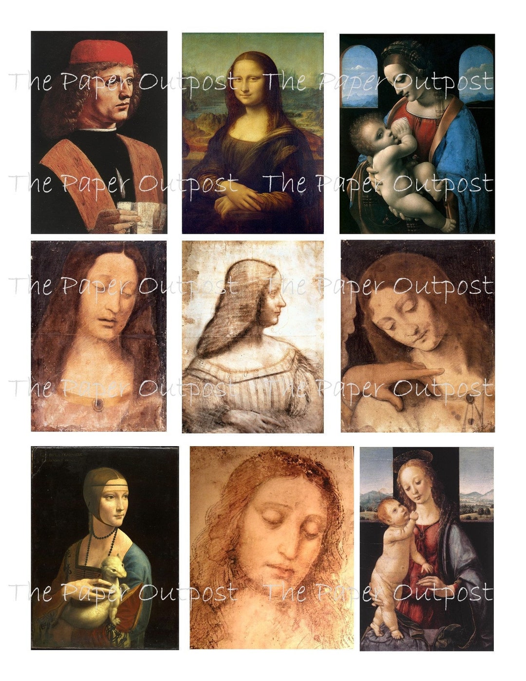 Leonardo Da Vinci Art Prints: Renaissance Sketch Image Kit (digital ...