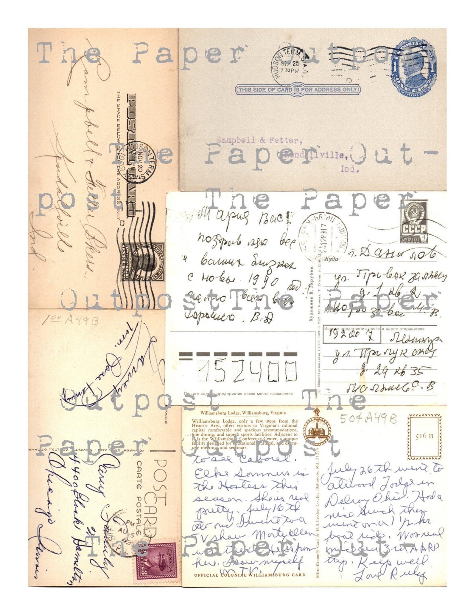 Vintage Postcards Digital Collage Kit (printable) - Etsy