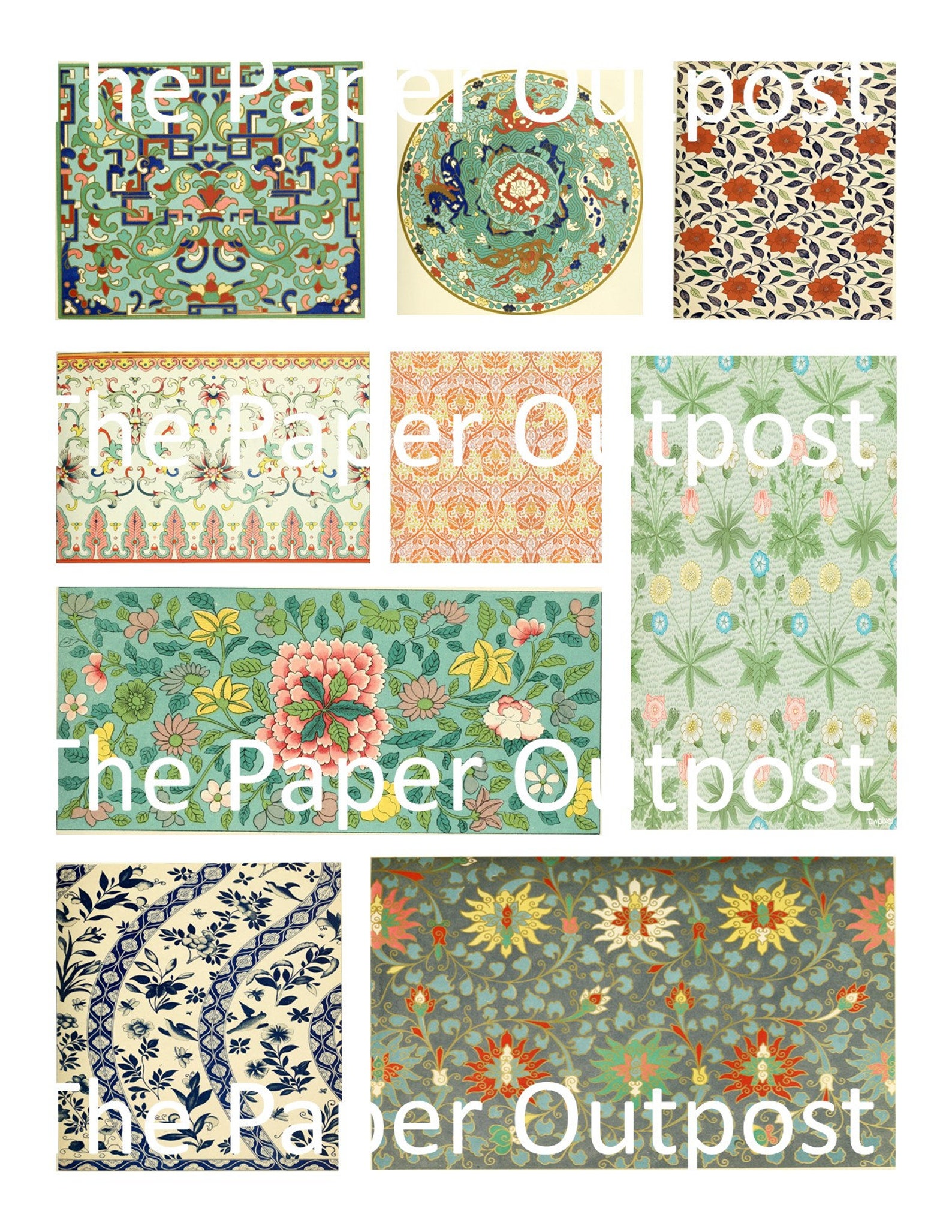 FLORAL MOTIFS Digikit Digital Printable Printables Digikits | Etsy