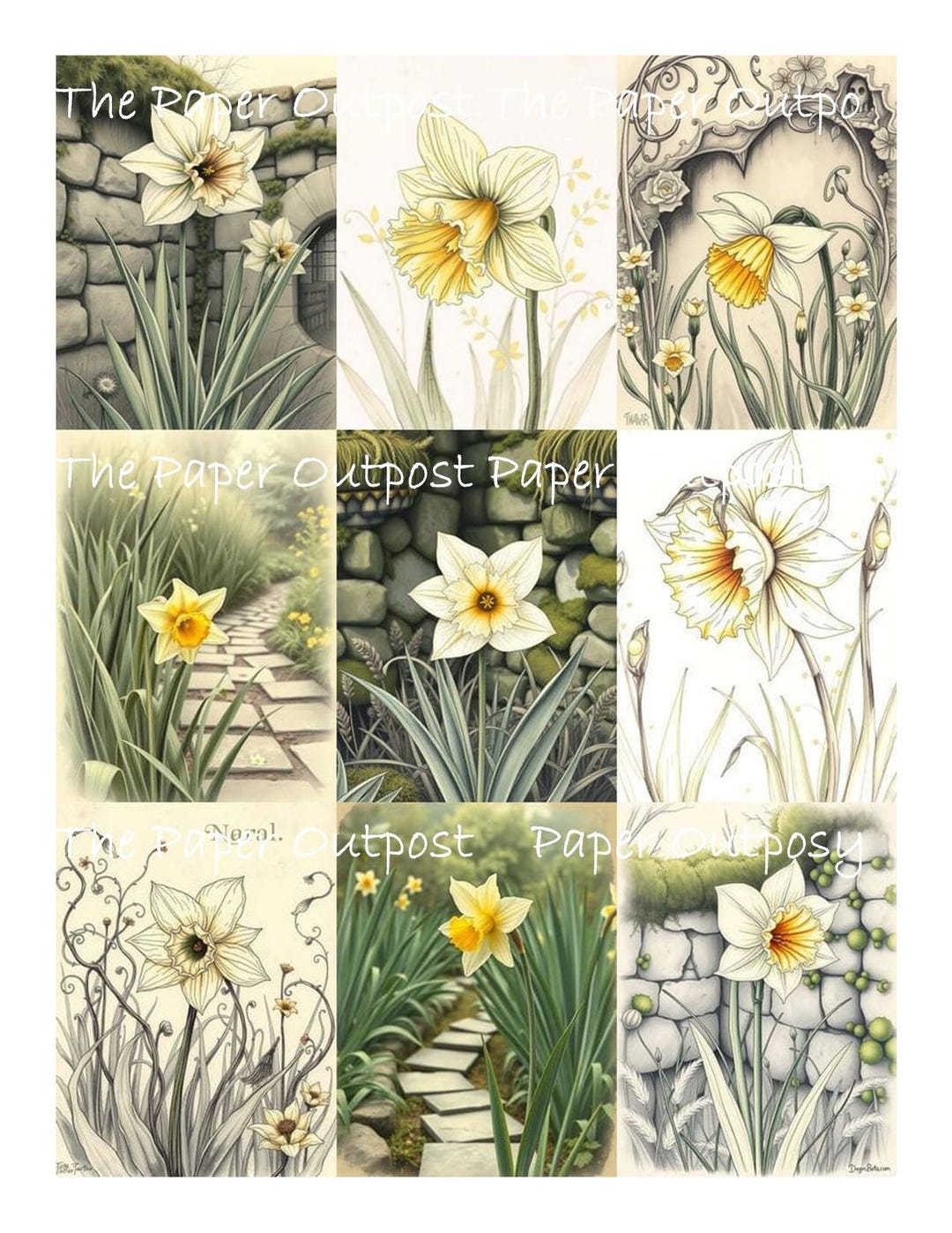 Daffodil Digital Collage: Spring Flower Printable (digikit) - Etsy