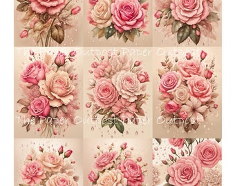 Vintage Pink Flower Digital Kit: Printable Botanical Images (digital ...