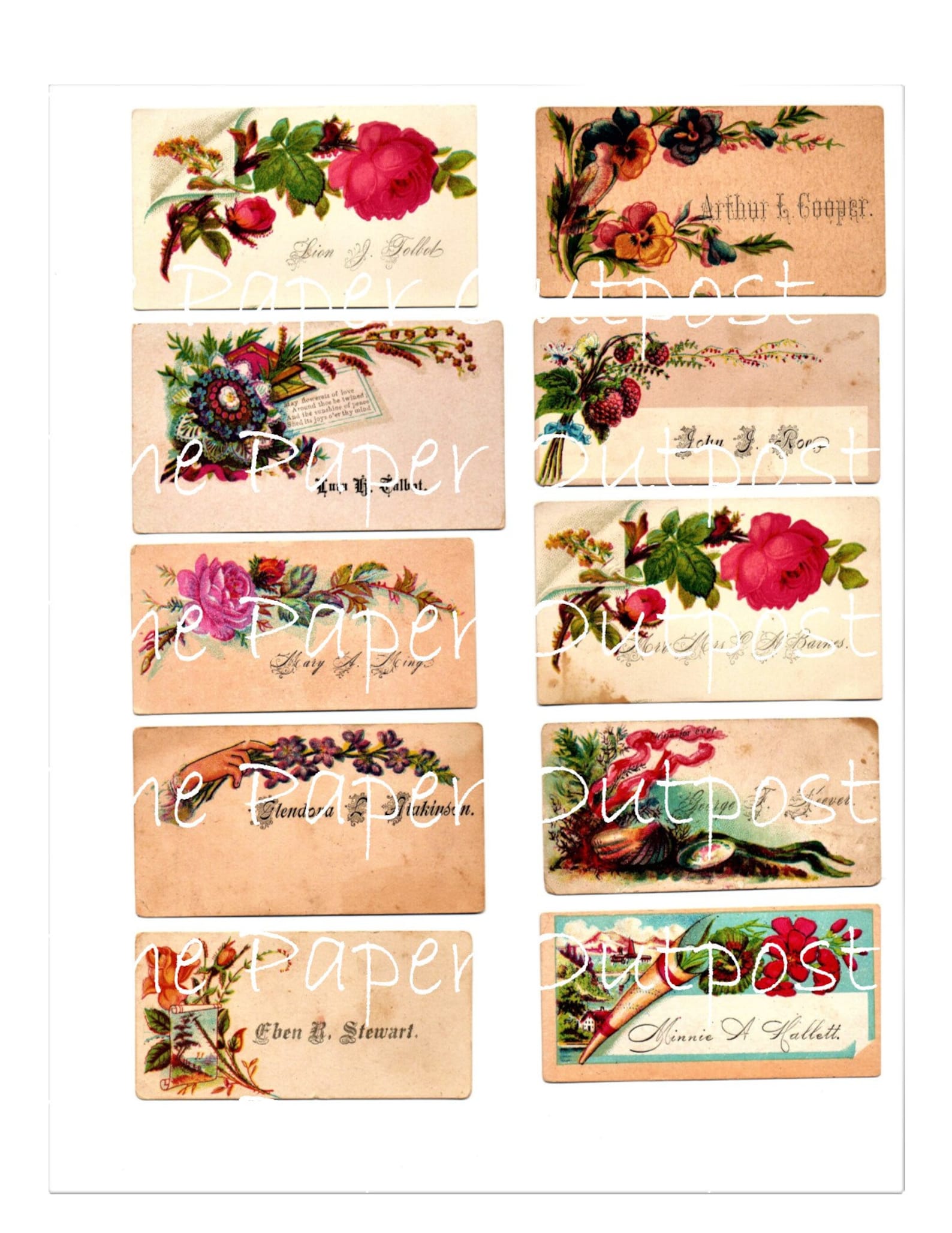 Victorian Calling Cards Digital Printable Kit 50 Cards for - Etsy