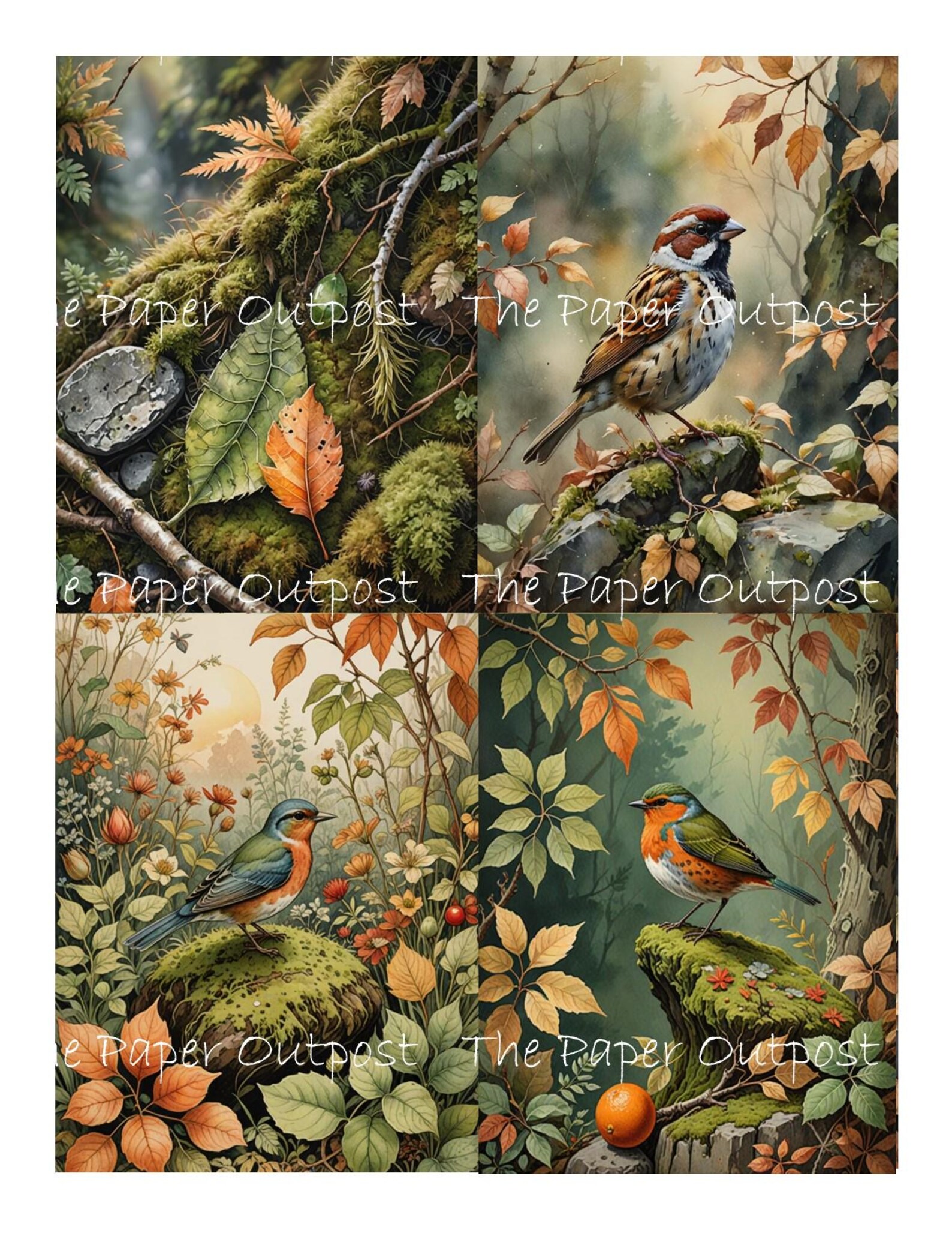 Fall Foliage Bird Printable Images: Autumn Leaves Digikit (digital ...