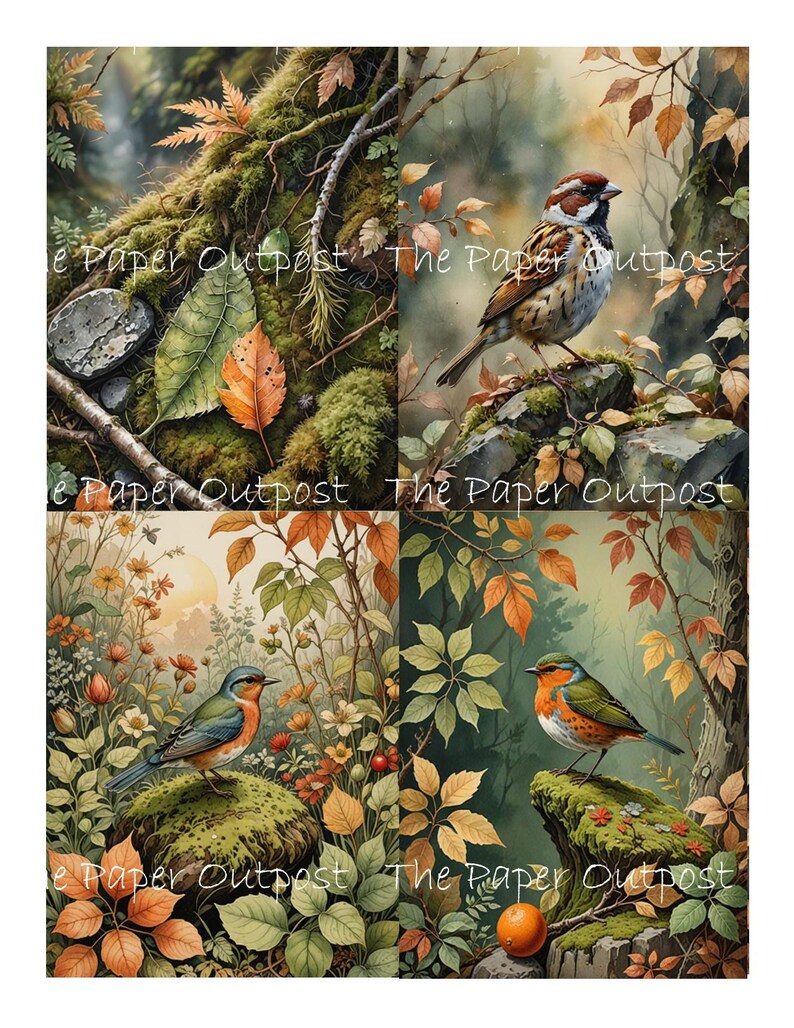 Fall Foliage Bird Printable Images: Autumn Leaves Digikit (digital ...