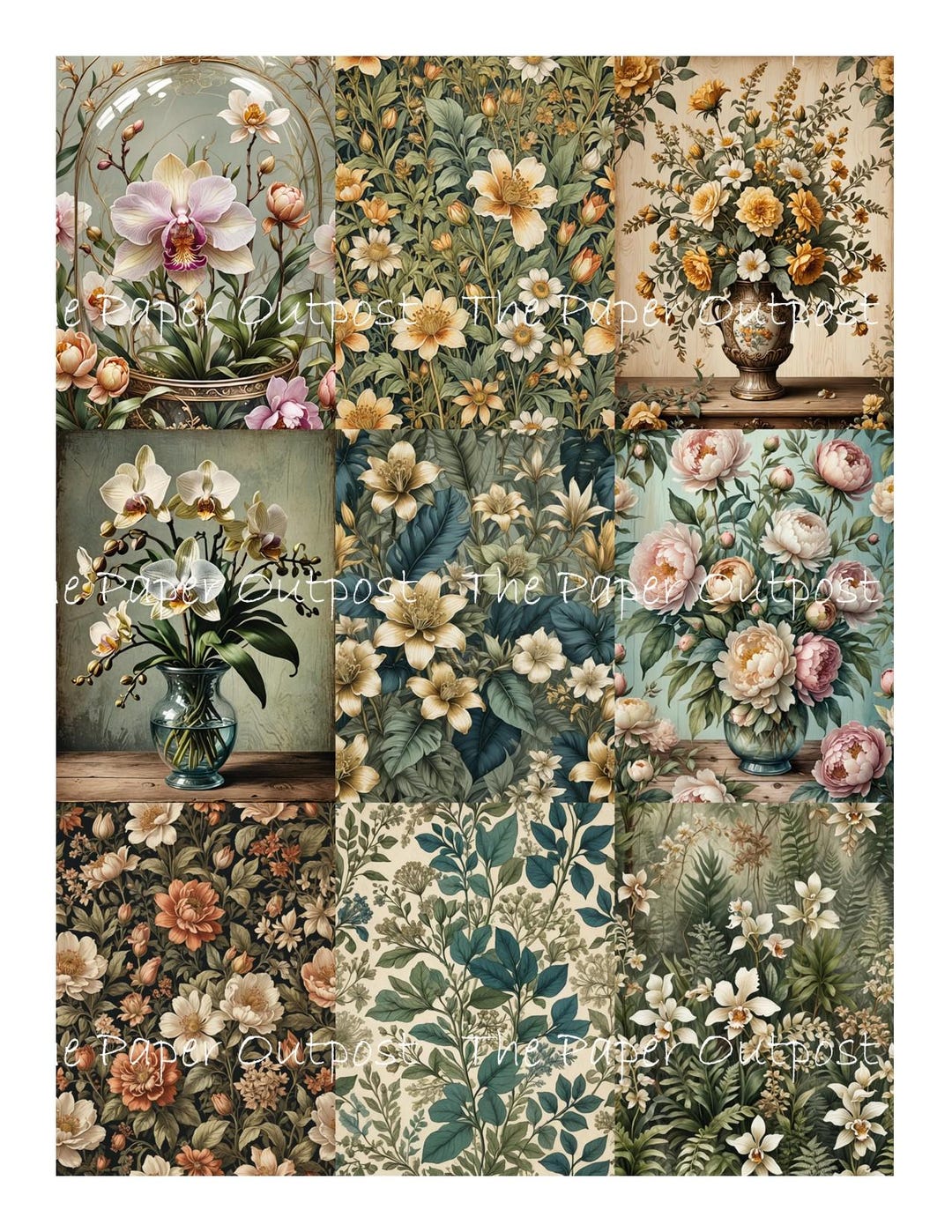 Floral Digital Paper: Flowers Galore Printable Collage Sheets (digital ...
