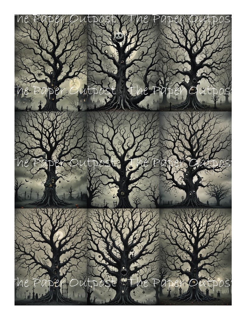 Spooky Tree Printable Images: Digital Scrapbook Kit (digital Download ...