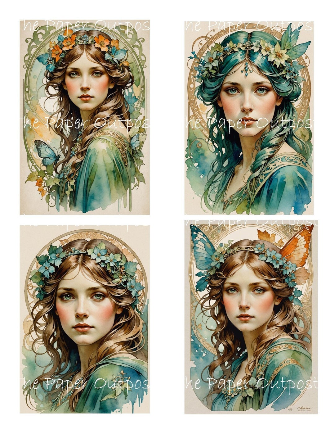 Mother Nature Printable Images: Botanical Woman Portrait (digital ...