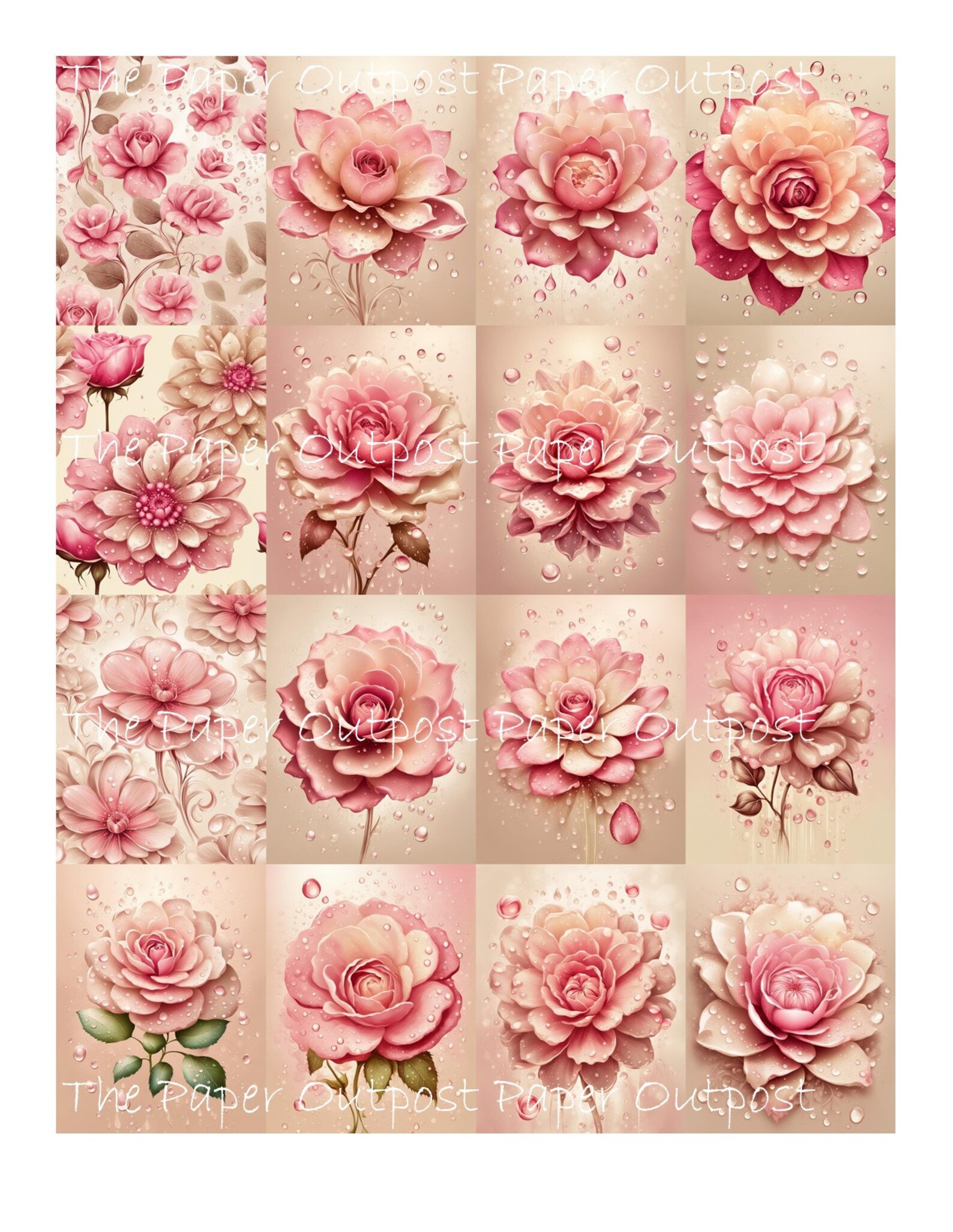 Vintage Pink Flower Digital Kit: Printable Botanical Images (digital ...