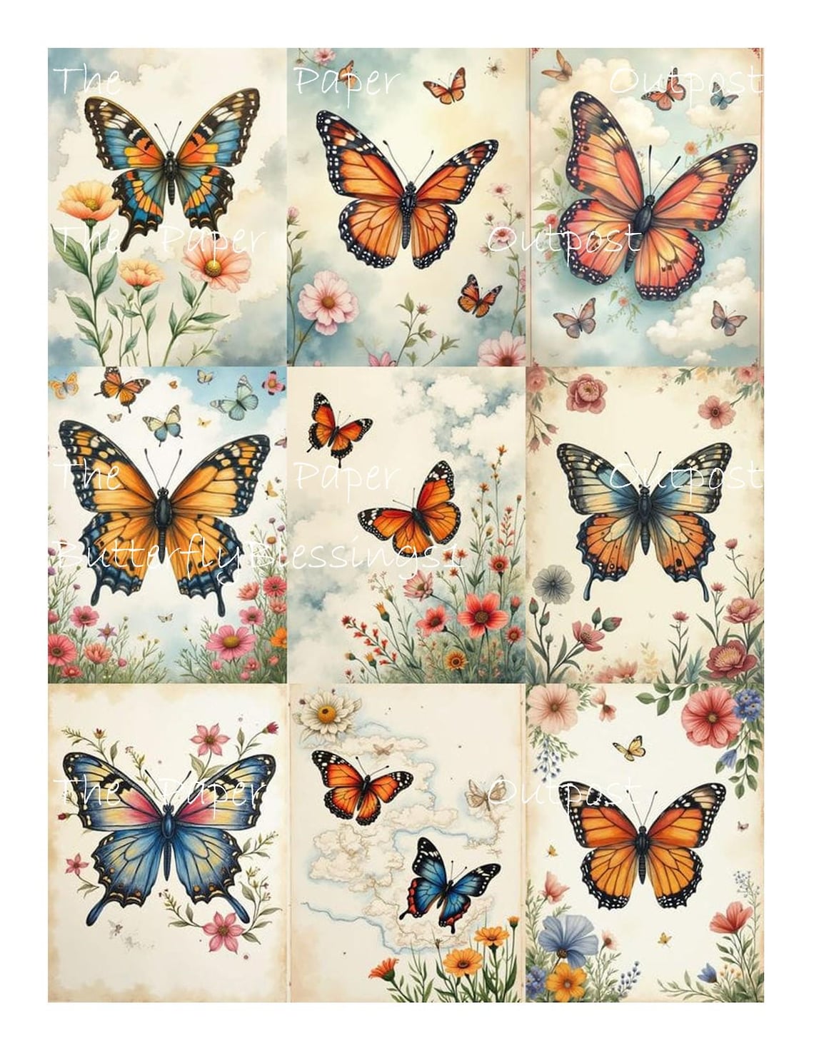 Butterfly Digital Collage, Printable Ephemera (digital Download) - Etsy UK