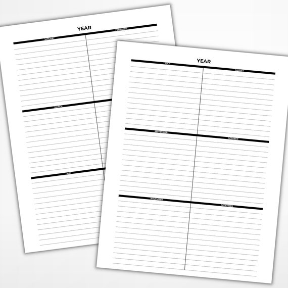 Year At-a-glance Instant Download PDF Planner - Etsy