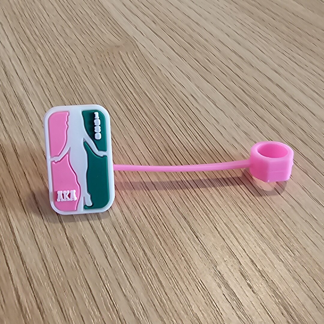A7 - AKA Straw Topper | AKA Sorority Gift | Pink & Green Straw Charm ...