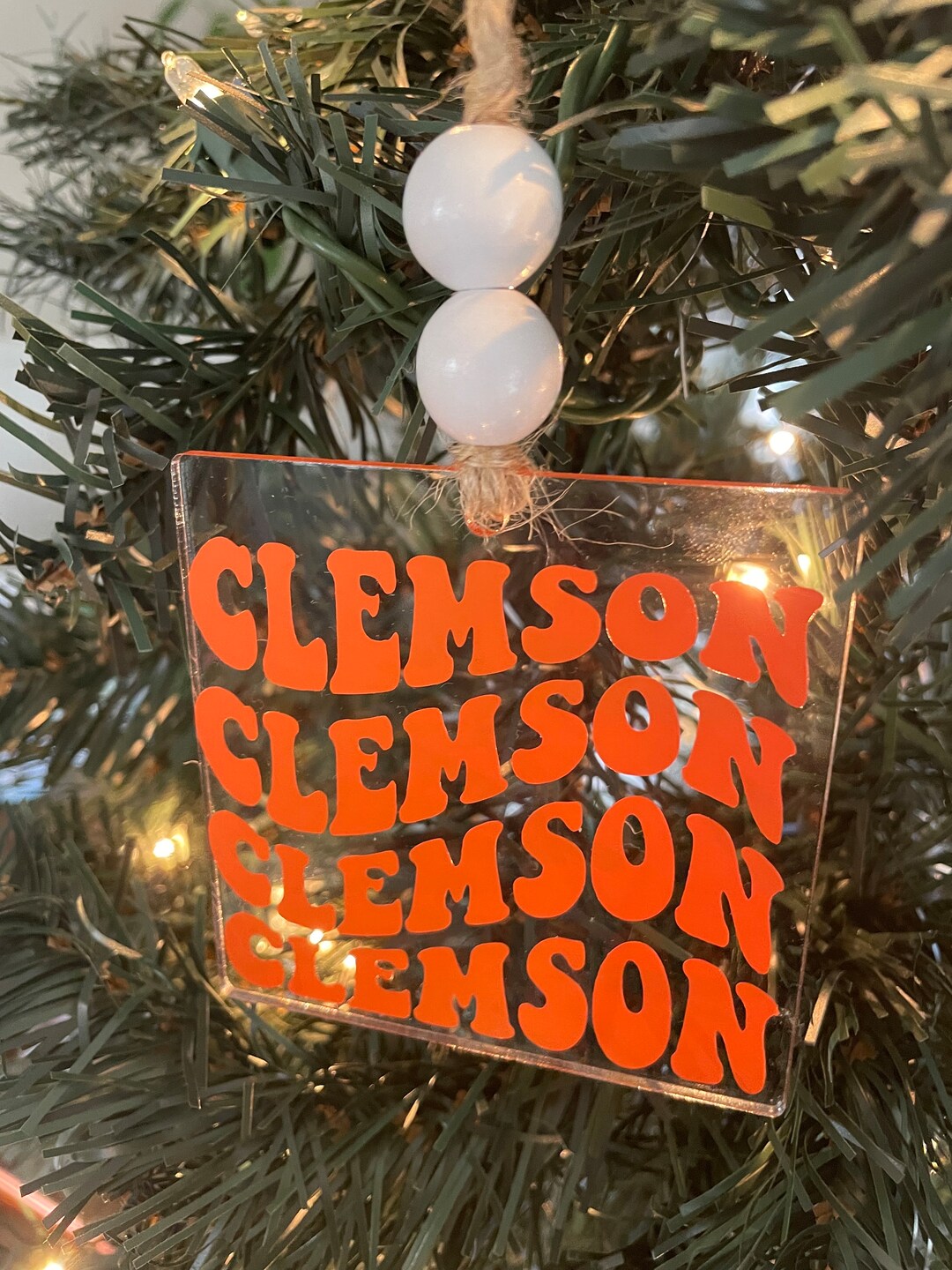 Square (3in.x3in.) Retro Wavy Font Clemson Ornament. Available in ...