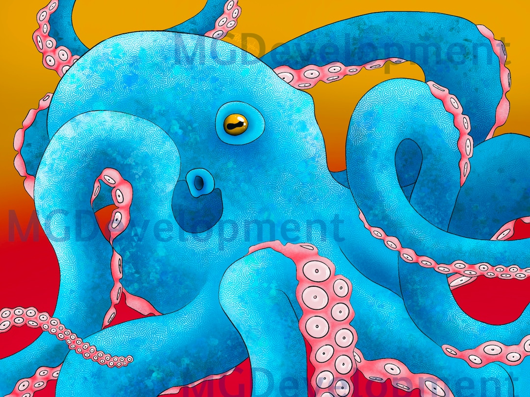 Impresión de arte digital - Pulpo - Etsy España