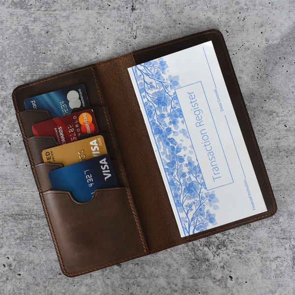 Leather Checkbook Cover for Men - Etsy