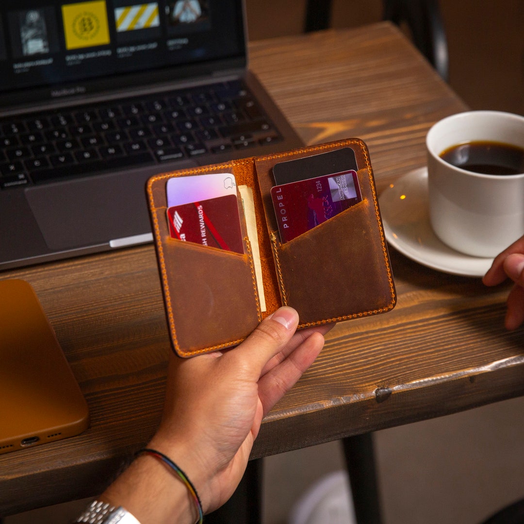 Personalized Leather Front Pocket Wallet: Slim Bifold Design - Etsy