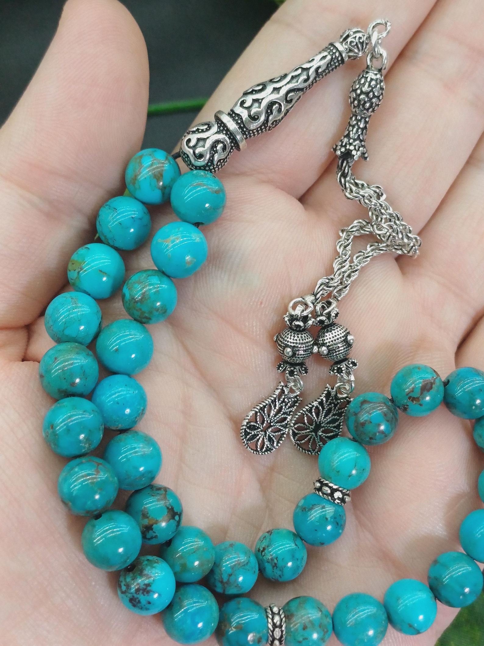 925 Silver Original Turquoise Tasbih: 33-bead Islamic Prayer Beads - Etsy