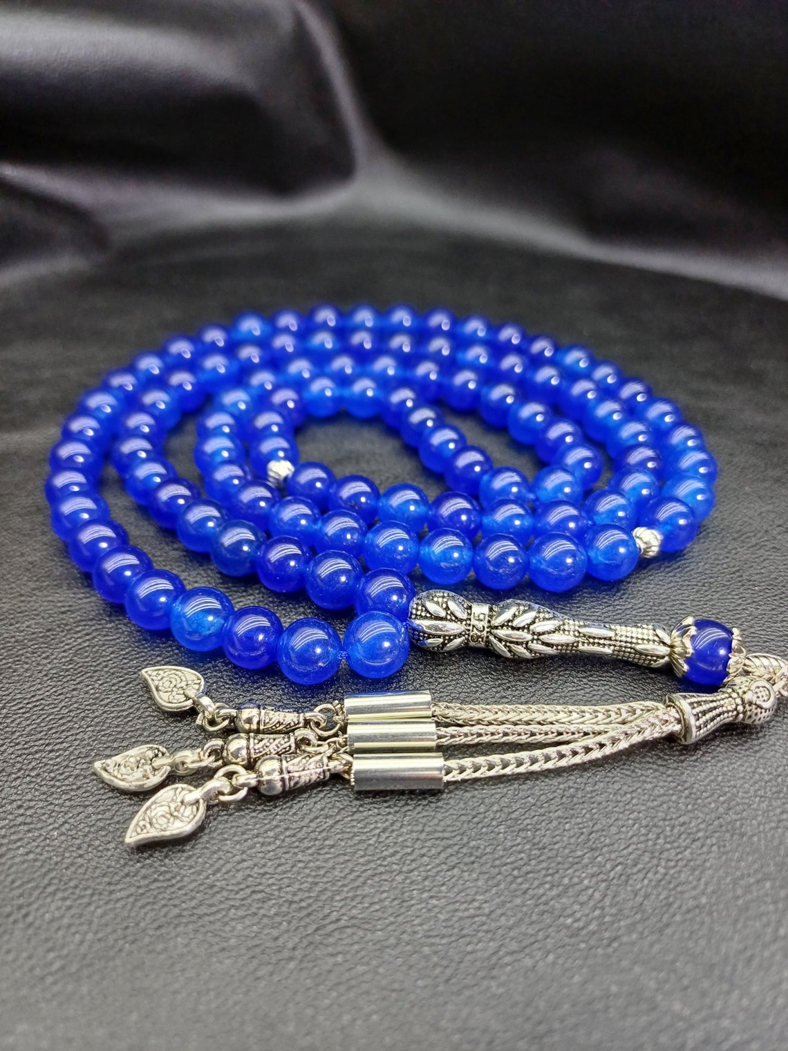 Blue Jade Tasbih: 99-bead Muslim Prayer Beads - Etsy