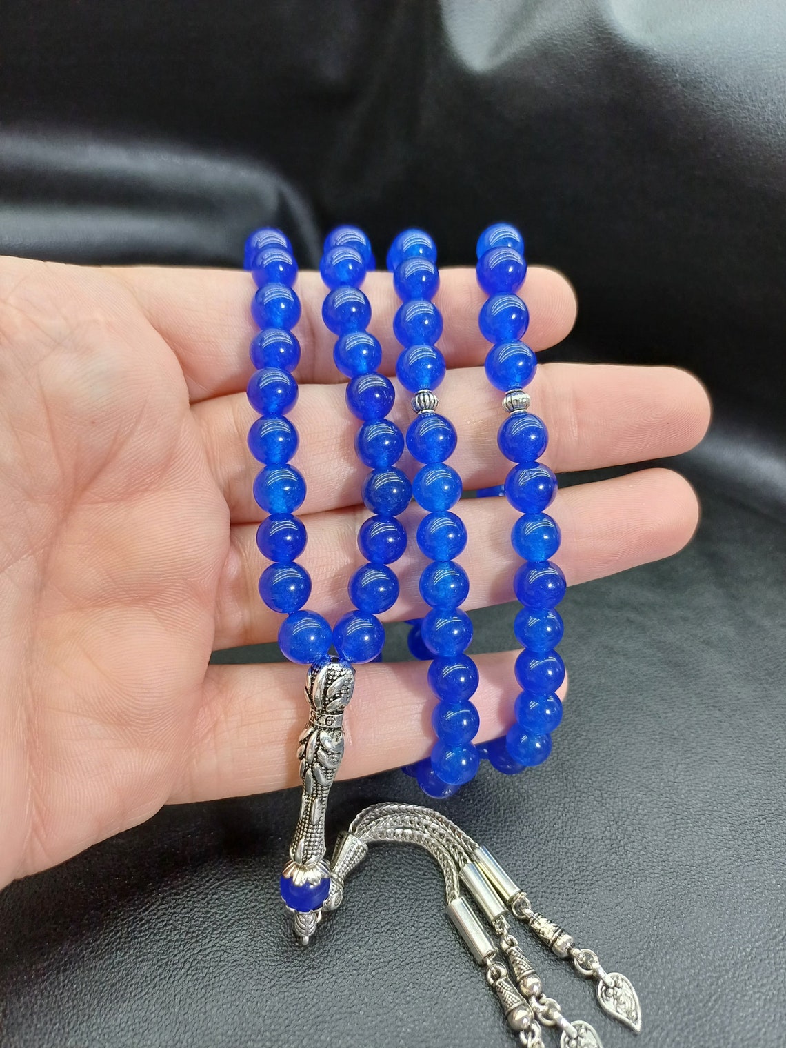 Blue Jade Tasbih: 99-bead Muslim Prayer Beads - Etsy
