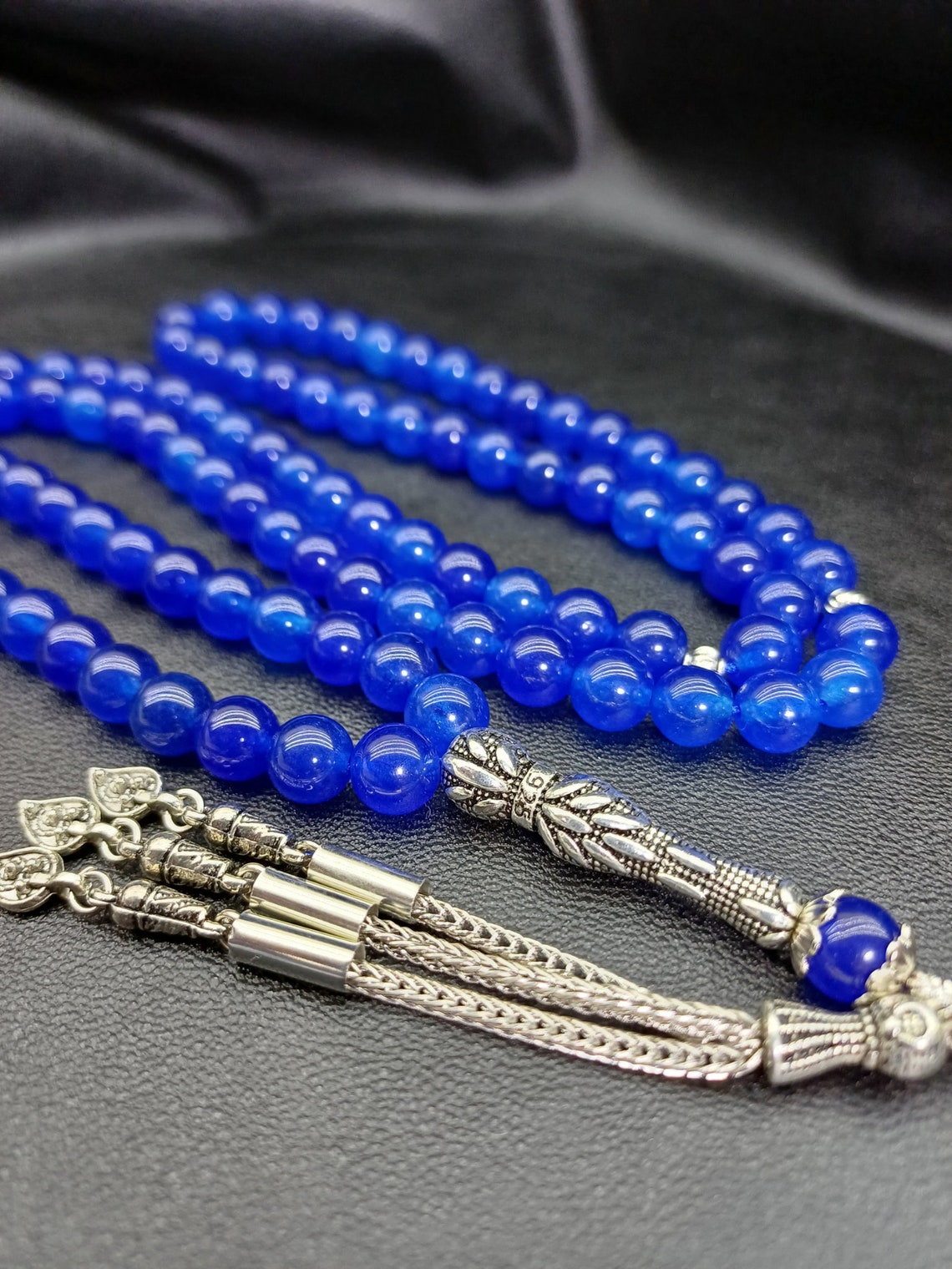 Blue Jade Tasbih: 99-bead Muslim Prayer Beads - Etsy