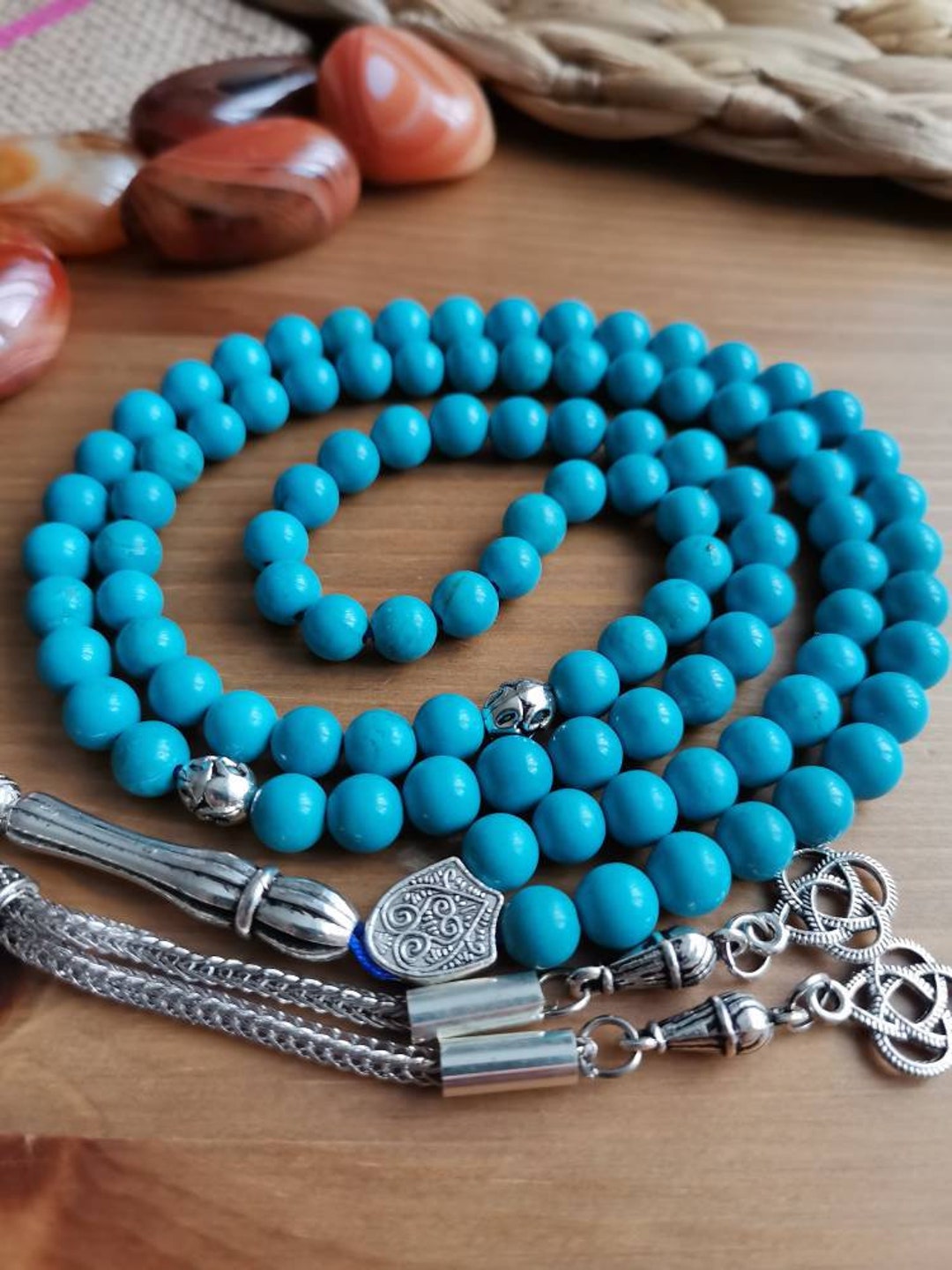 Firuza Tasbih, 99 Islamic Misbaha, Blue Turquoise Tasbeeh, Sufi Muslim ...