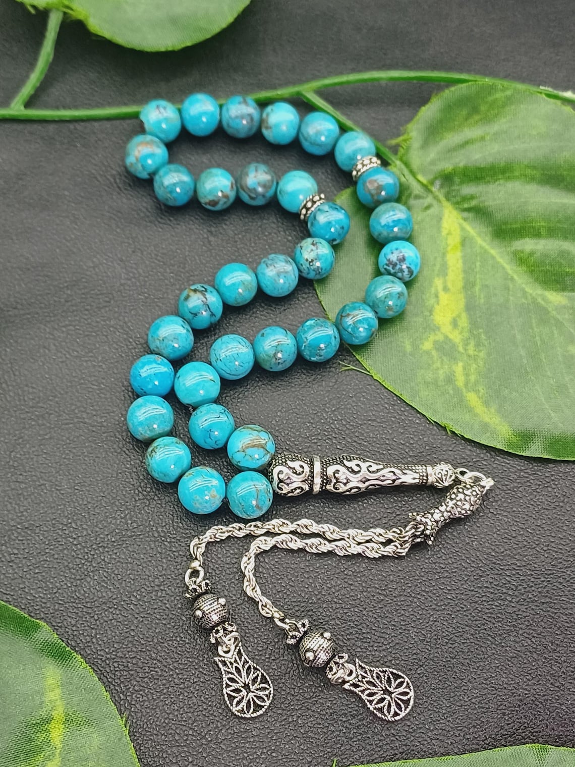 925 Silver Original Turquoise Tasbih: 33-bead Islamic Prayer Beads - Etsy