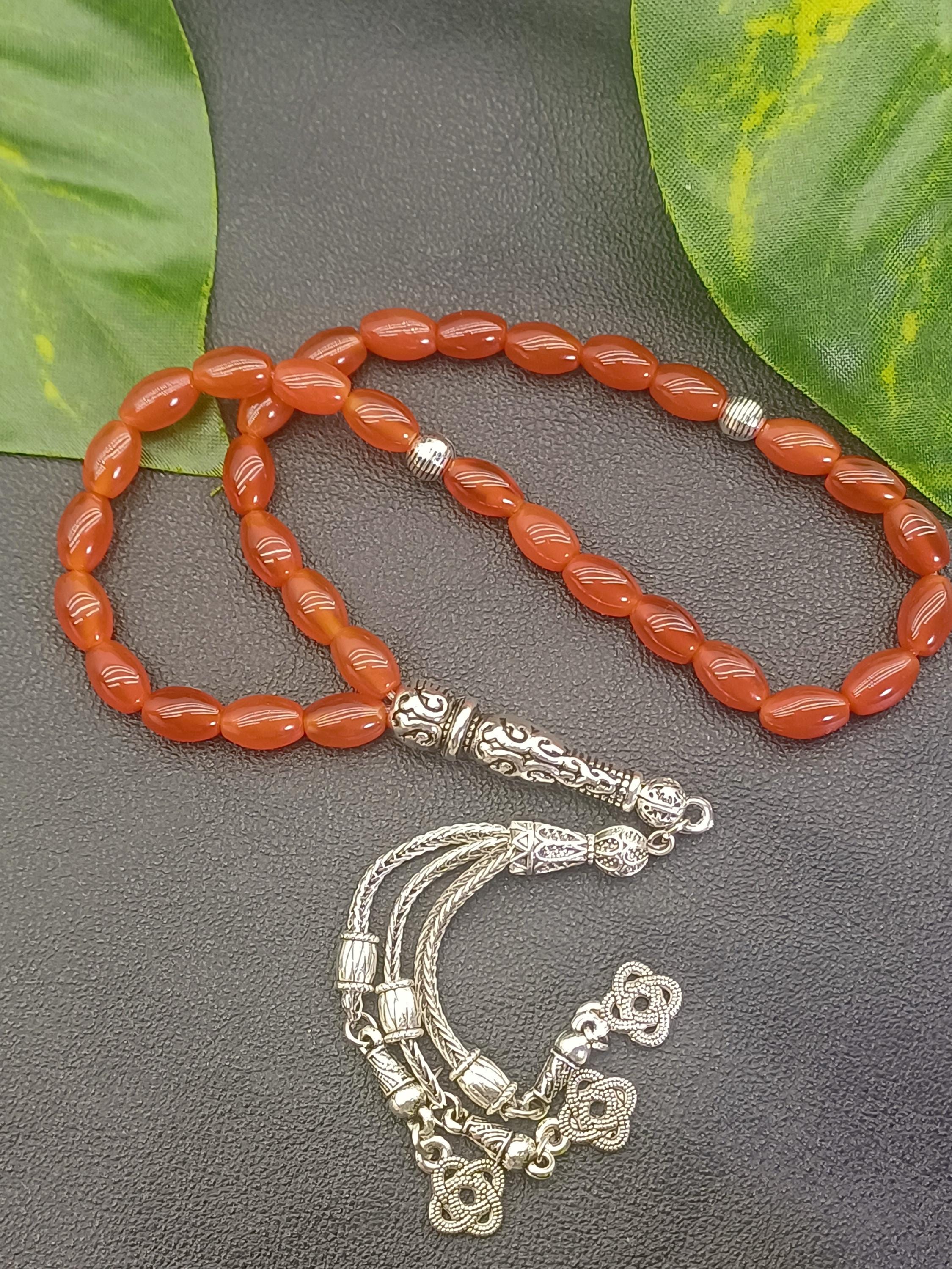 Carnelian Agate Tasbih: Turkish Prayer Beads, 33 Islamic Rosary - Etsy