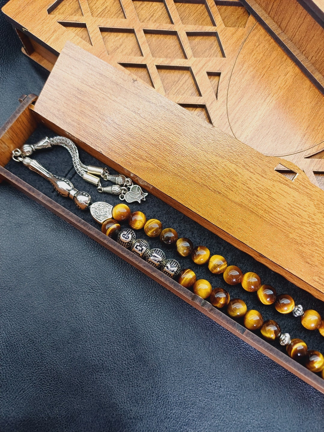 Personalized Tiger's Eye Tasbih, Anniversary Gift for Husband, Luxury ...