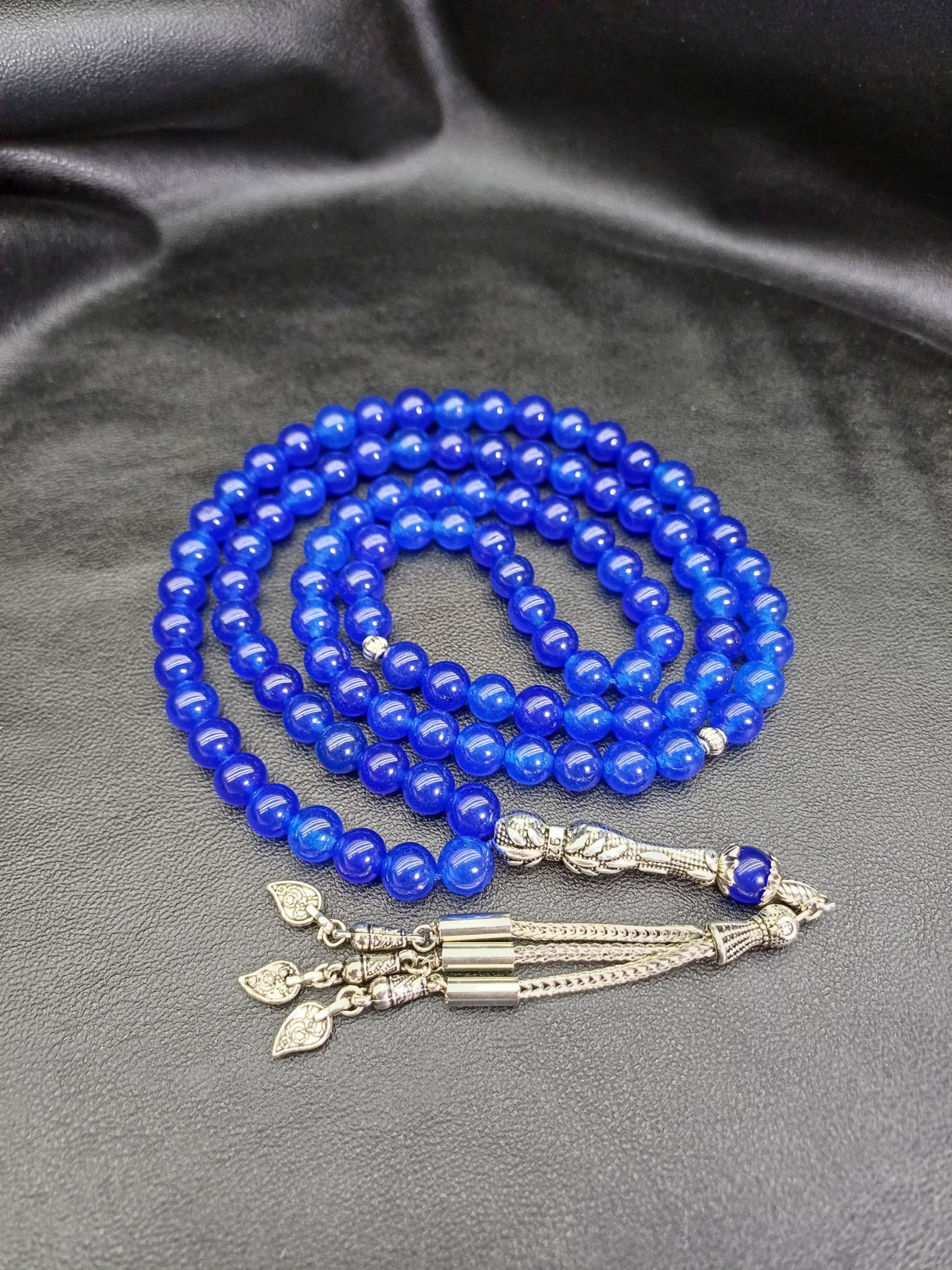 Blue Jade Tasbih: 99-bead Muslim Prayer Beads - Etsy