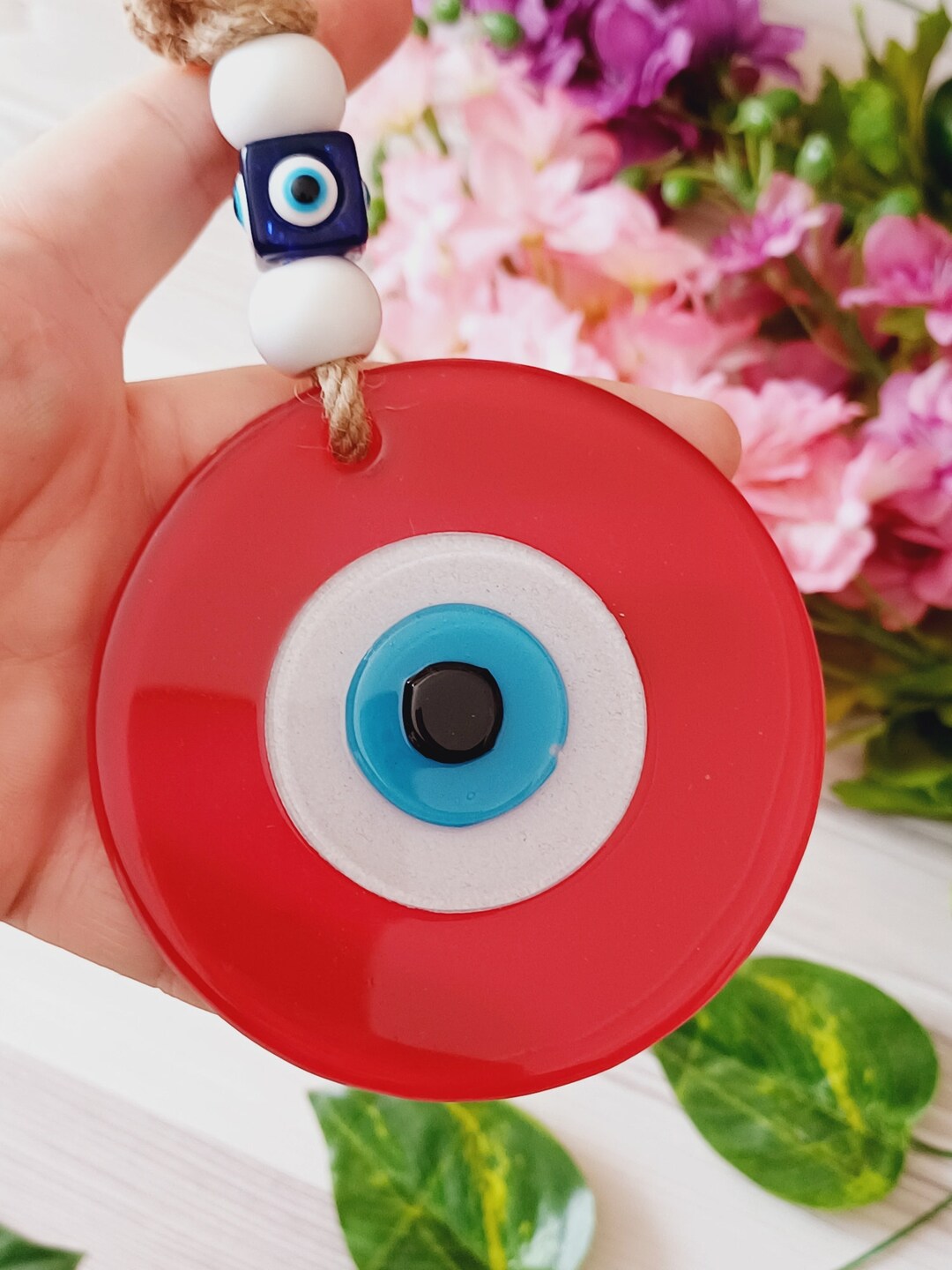 Red Glass Evil Eye Wall Hanging, Home Decor Protection Charm - Etsy