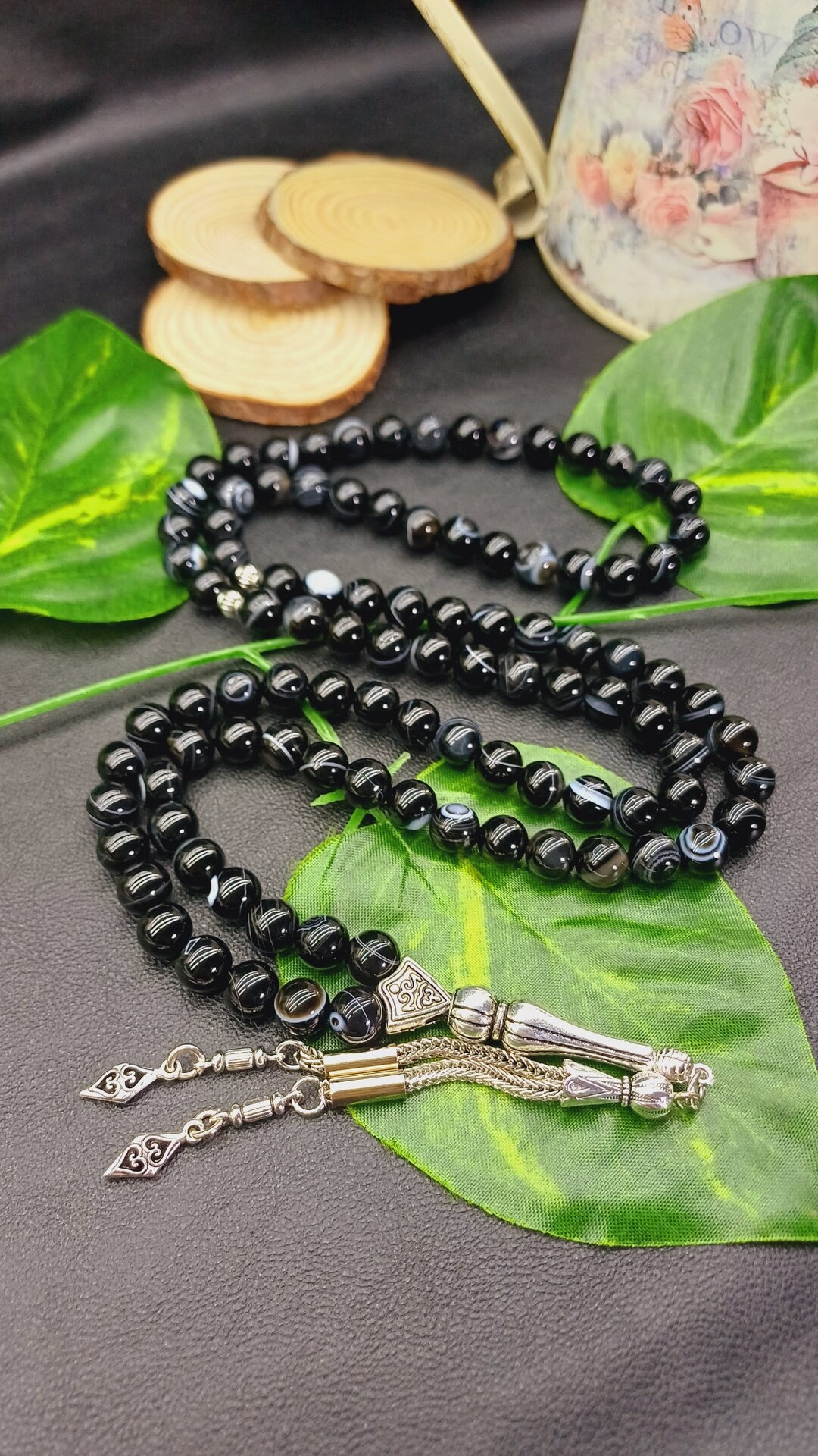 Sulemani Agate Tasbih: 99 Black Aqeeq Islamic Prayer Beads - Etsy
