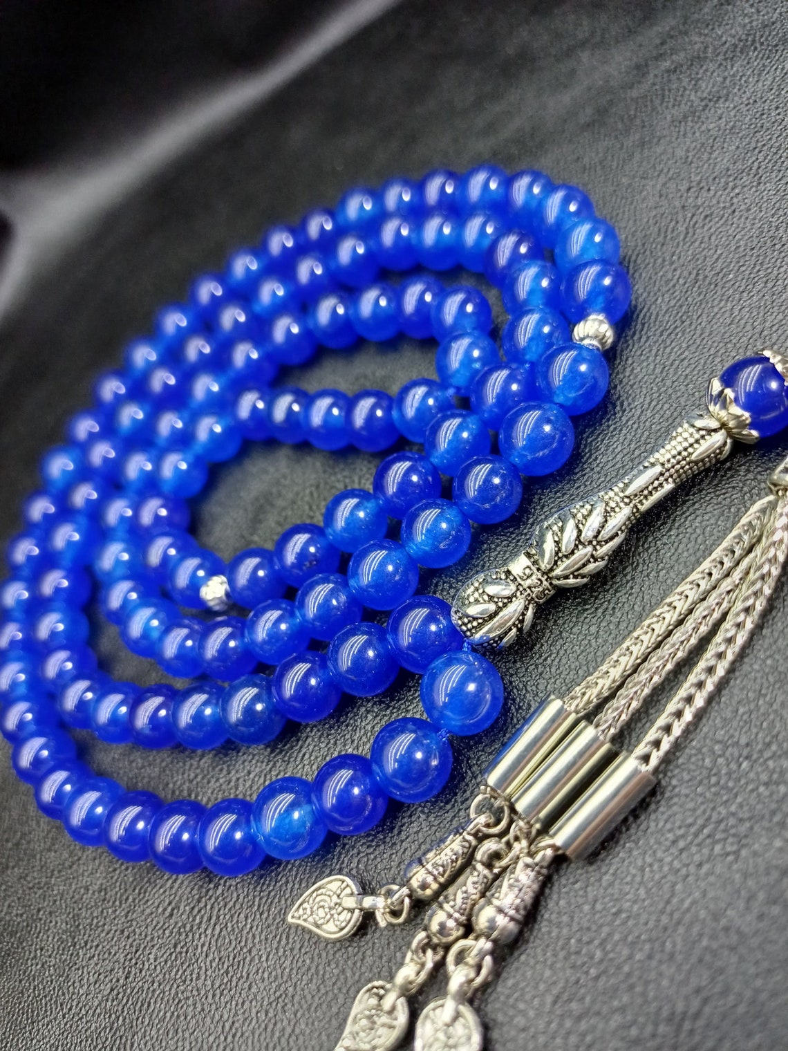 Blue Jade Tasbih: 99-bead Muslim Prayer Beads - Etsy