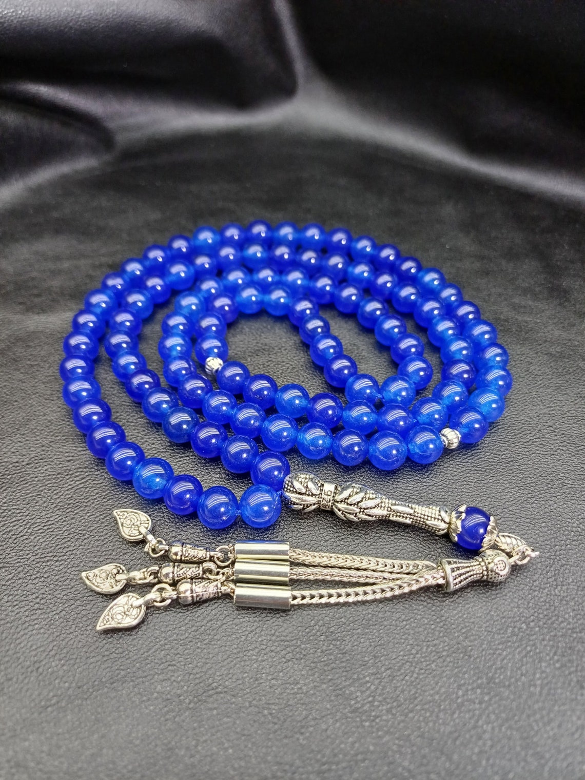 Blue Jade Tasbih: 99-bead Muslim Prayer Beads - Etsy