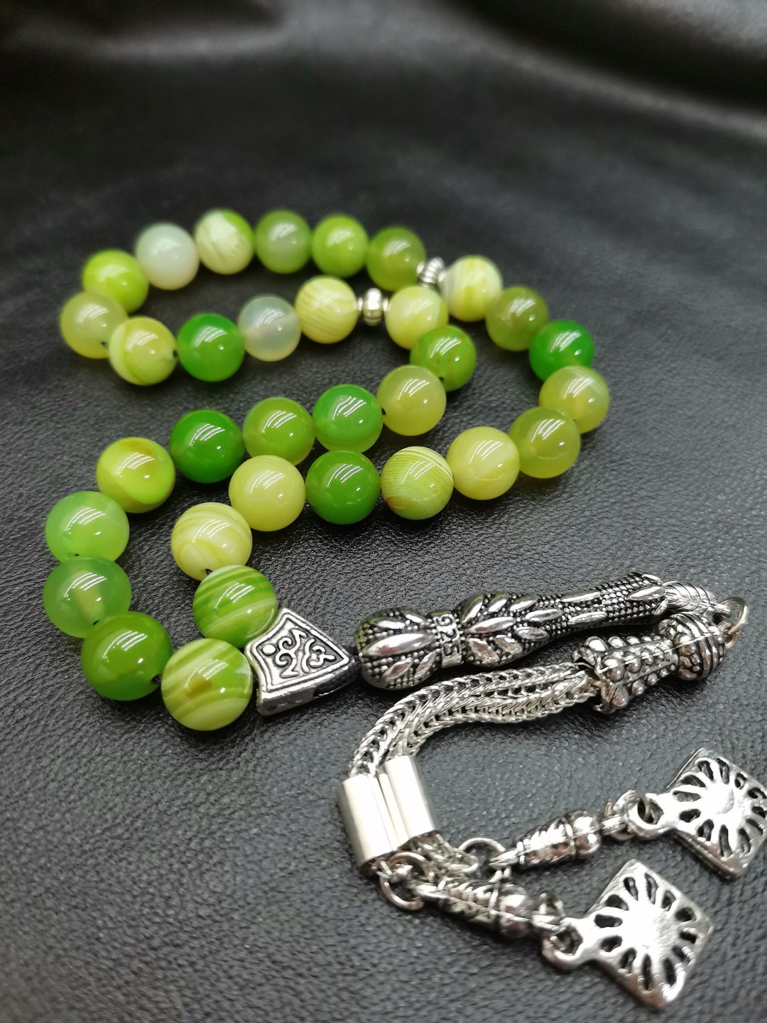 Green Agate Tasbih: 33 Turkish Islamic Prayer Beads - Etsy