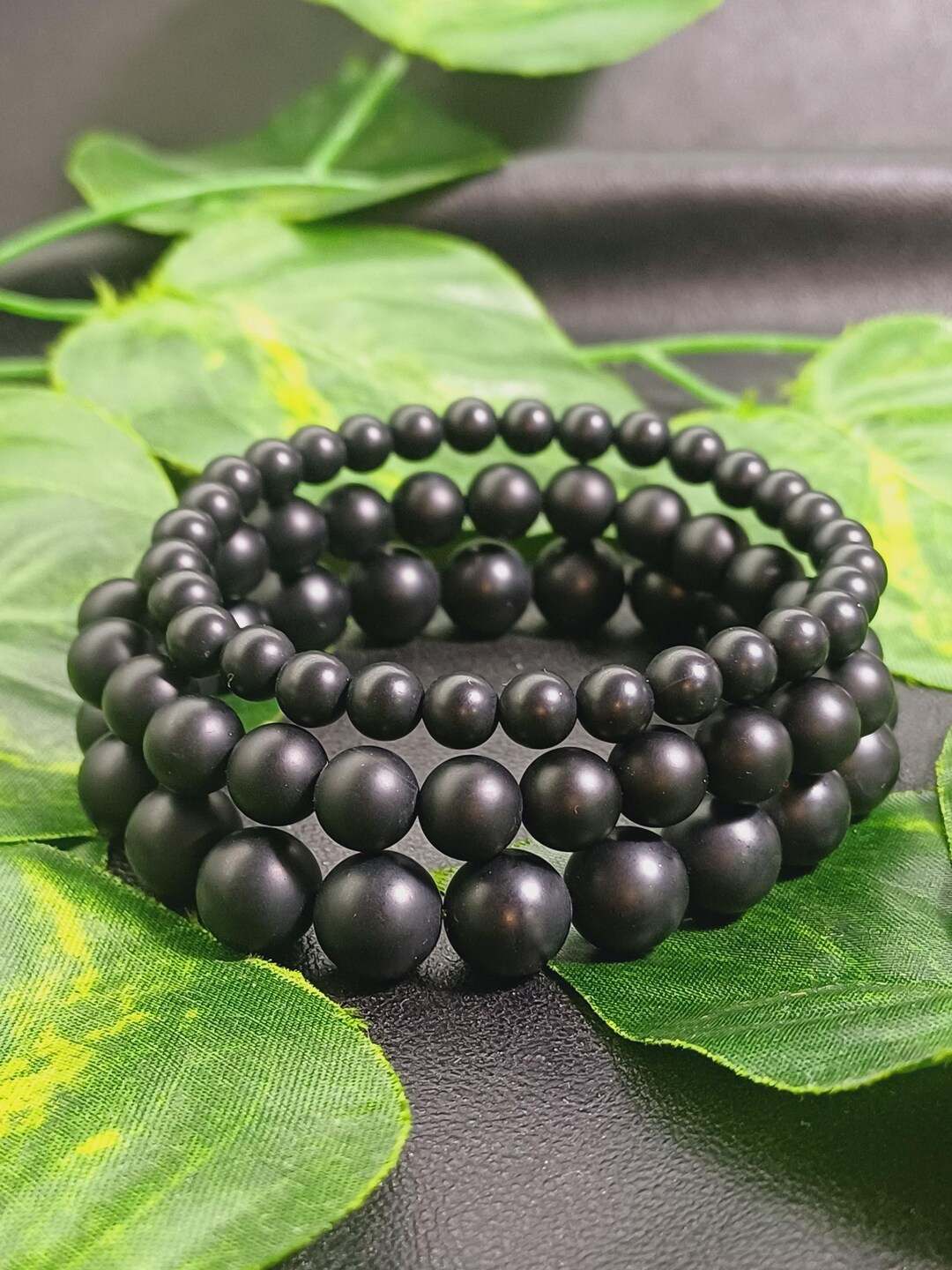 Matte Black Onyx Bracelet: Unisex Beaded Wristband - Etsy