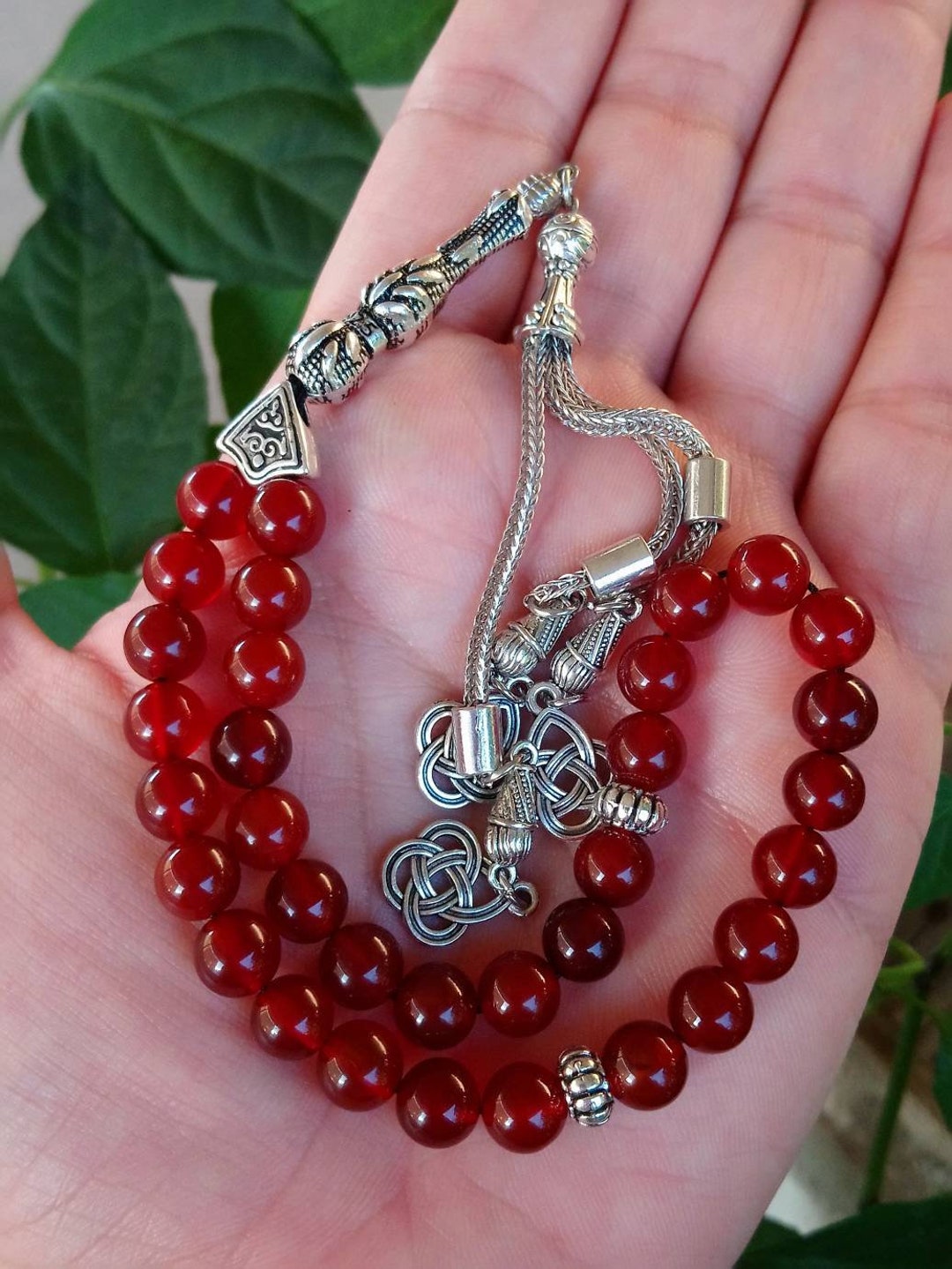 Carnelian Agate Tasbih: Turkish Islamic Prayer Beads, 33 Beads Rosary ...