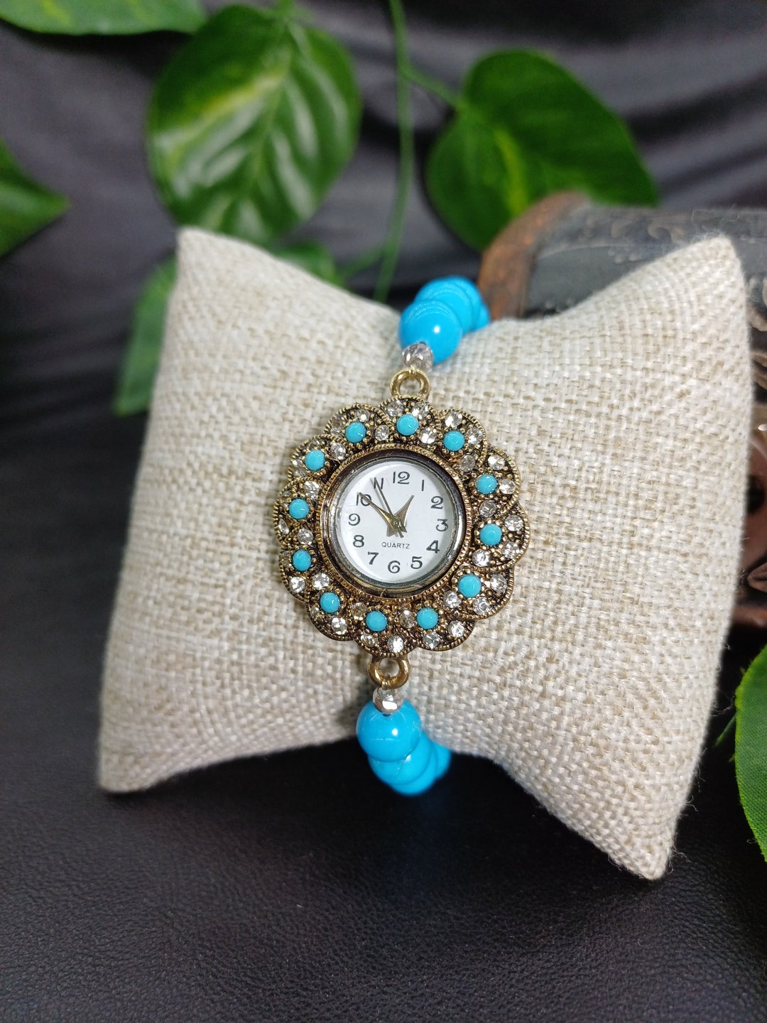 Turquoise Watch Bracelet for Women, Blue Ethnic Gemstone Watch, Unique ...