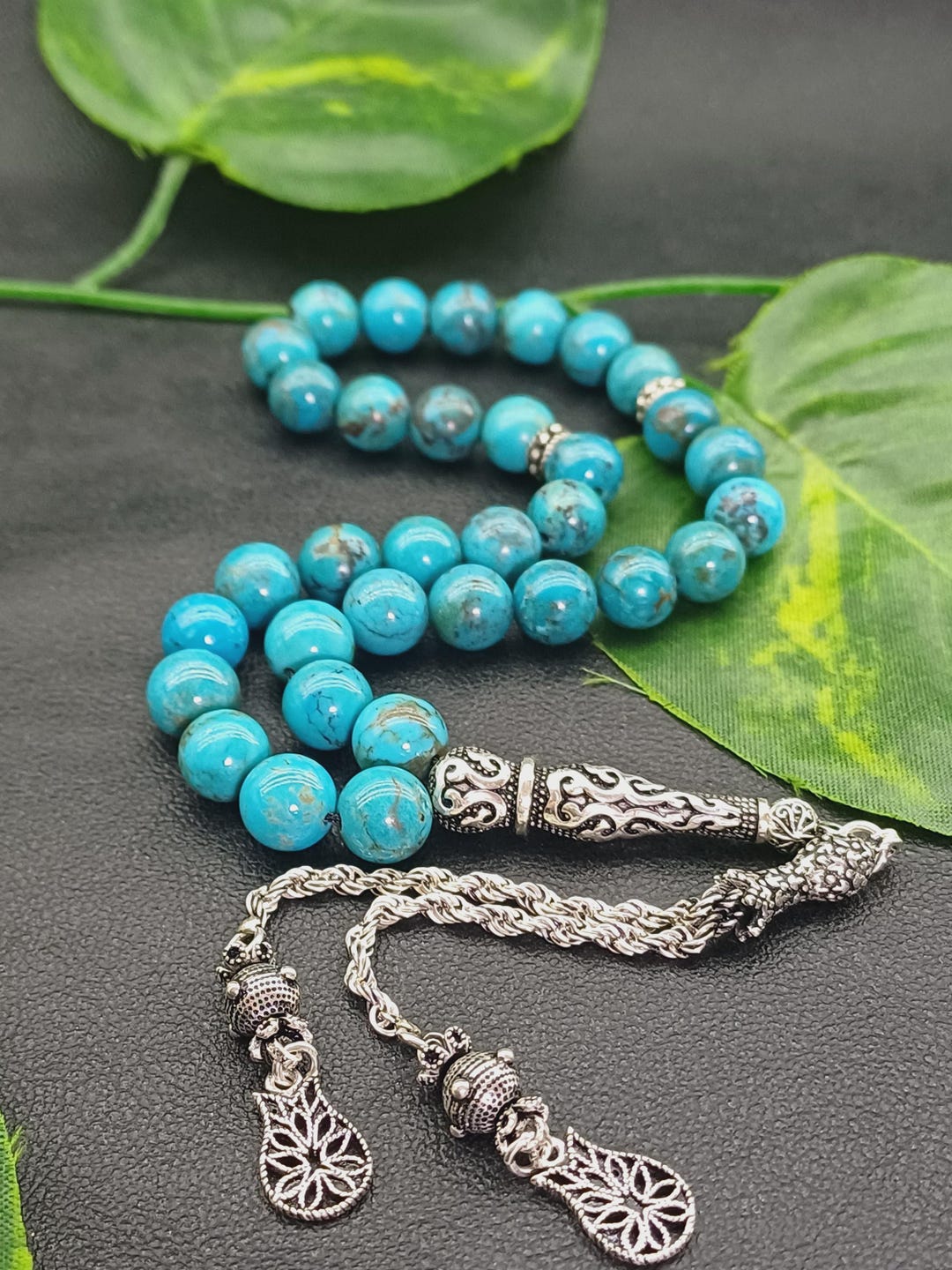 925 Silver Original Turquoise Tasbih: 33-bead Islamic Prayer Beads - Etsy