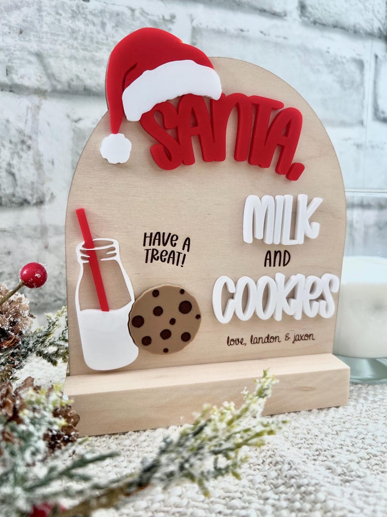 Santa Milk and Cookies Sign, Christmas Night, Santas Cookie, Kids Santa ...