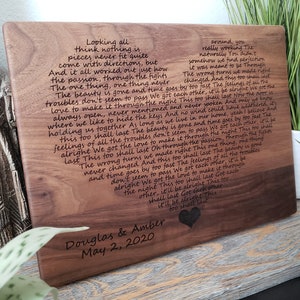 Engraved Wedding Song, First Dance Lyrics, Wood Anniversary Gift, Your ...