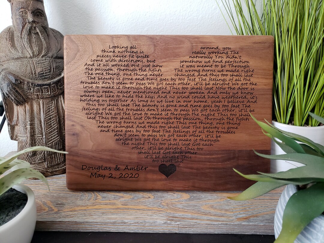 Engraved Wedding Song, First Dance Lyrics, Wood Anniversary Gift, Your ...