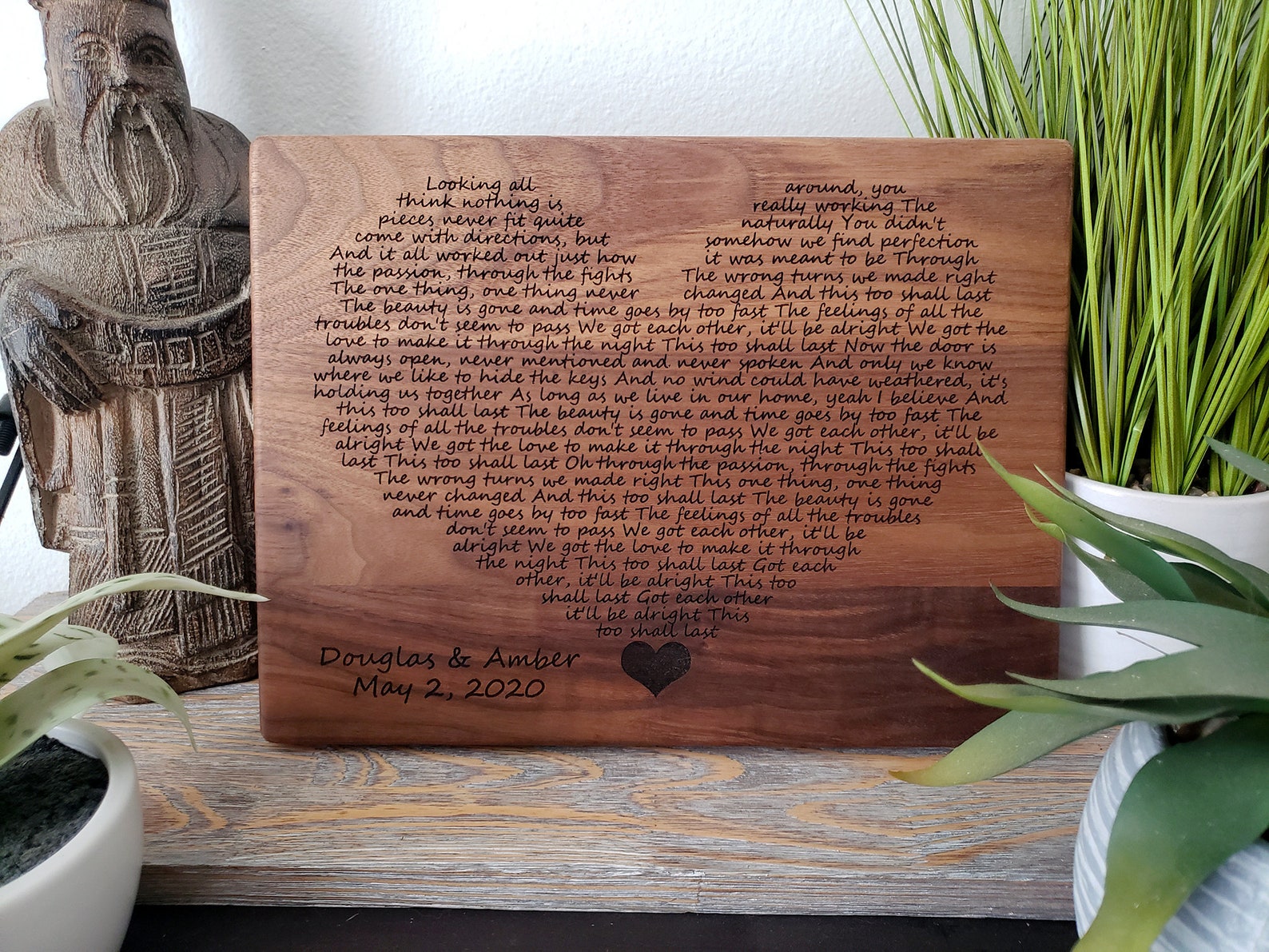 Engraved Wedding Song First Dance Lyrics Wood Anniversary - Etsy