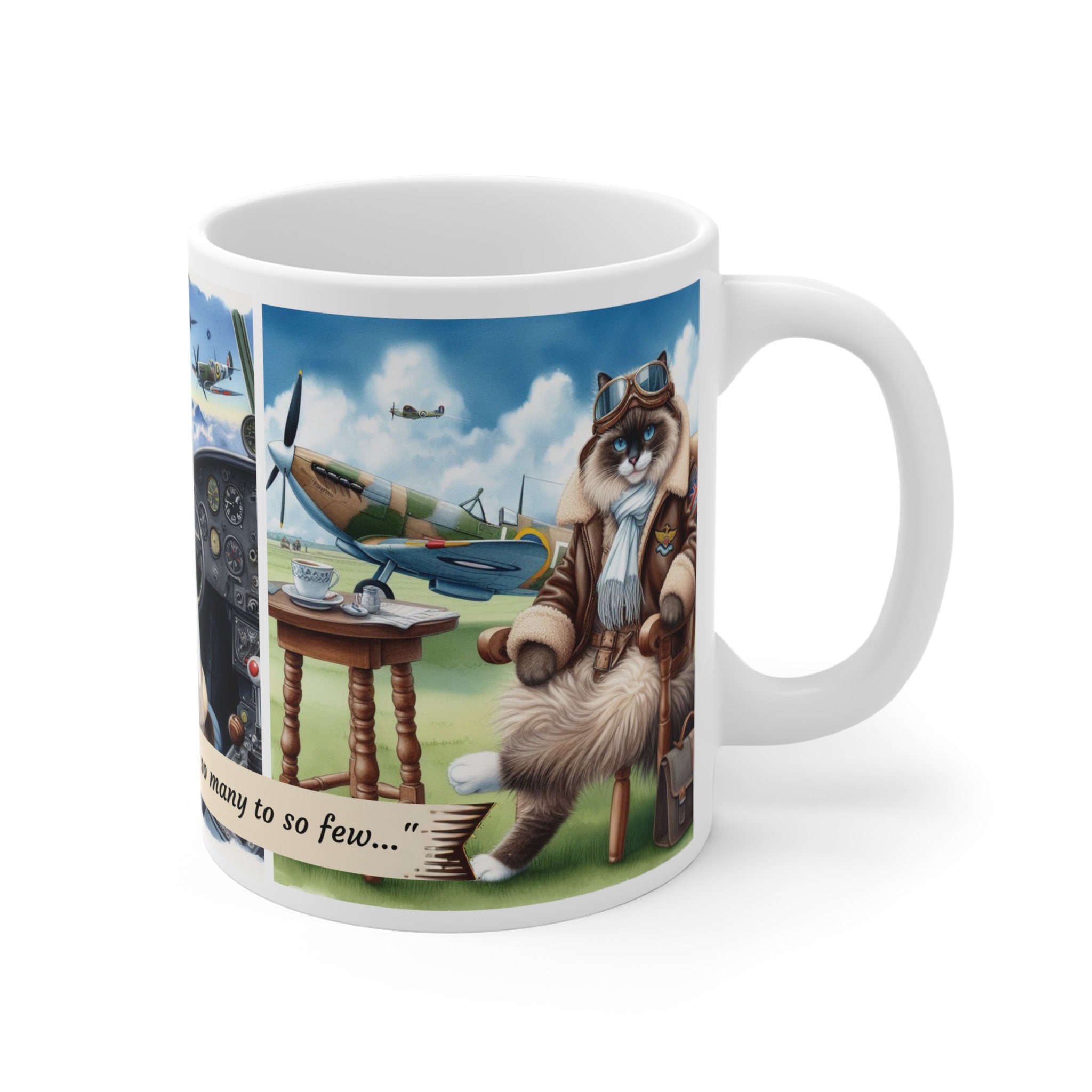 Battle of Britain Pilot Flying Cat Spitfire Coffee Mug, Perfect Gift ...