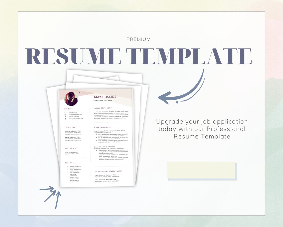 MODERN Photo RESUME TEMPLATE Reference Resume Template Cover Letter ...