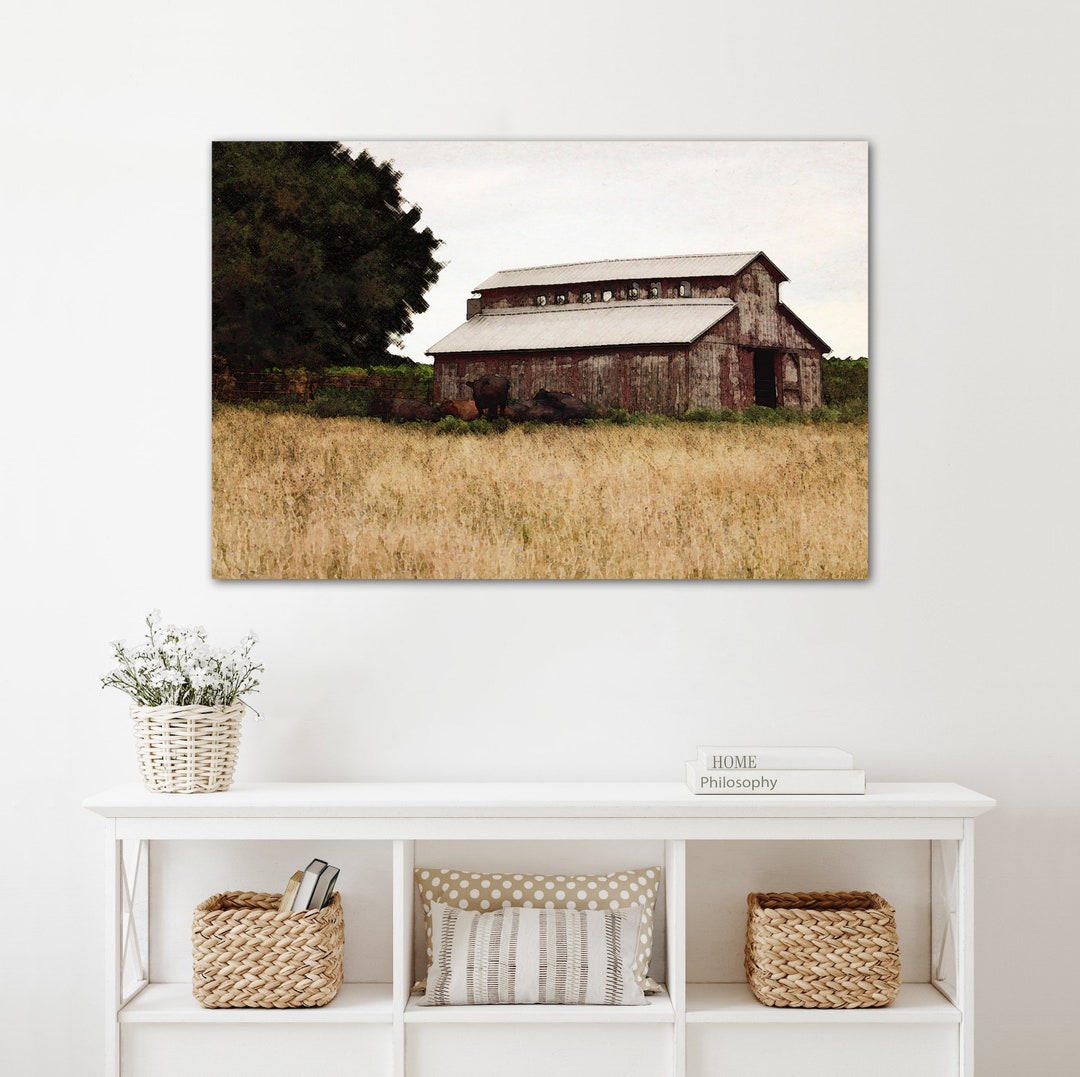 Barn With Cows Wall Decor Digital Download Jpeg PNG Farmhouse Country ...