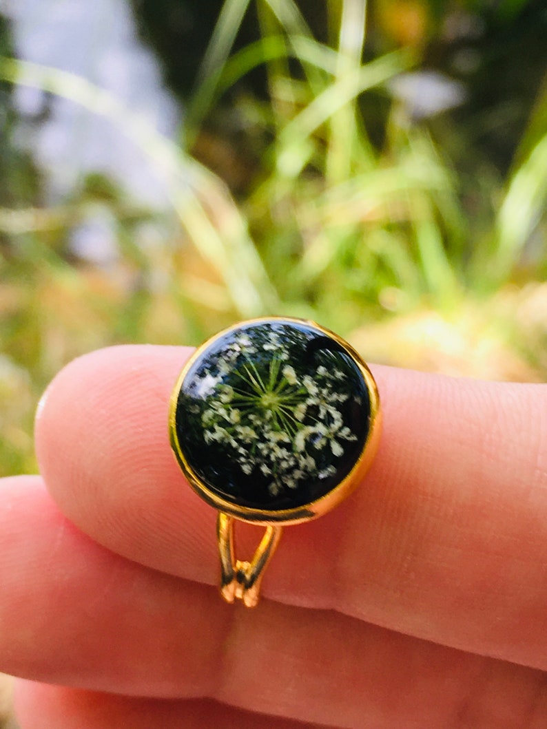 Custom Resin Flower Ring: Adjustable Bronze Plated Band - Etsy