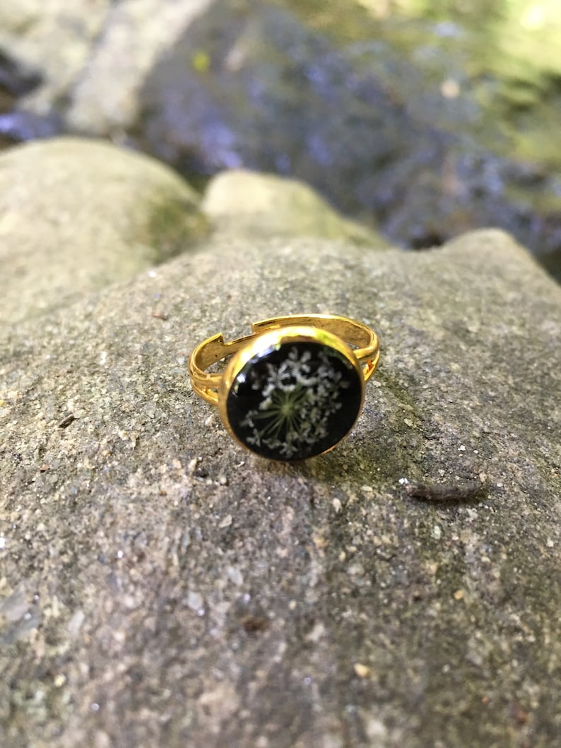 Custom Resin Flower Ring: Adjustable Bronze Plated Band - Etsy